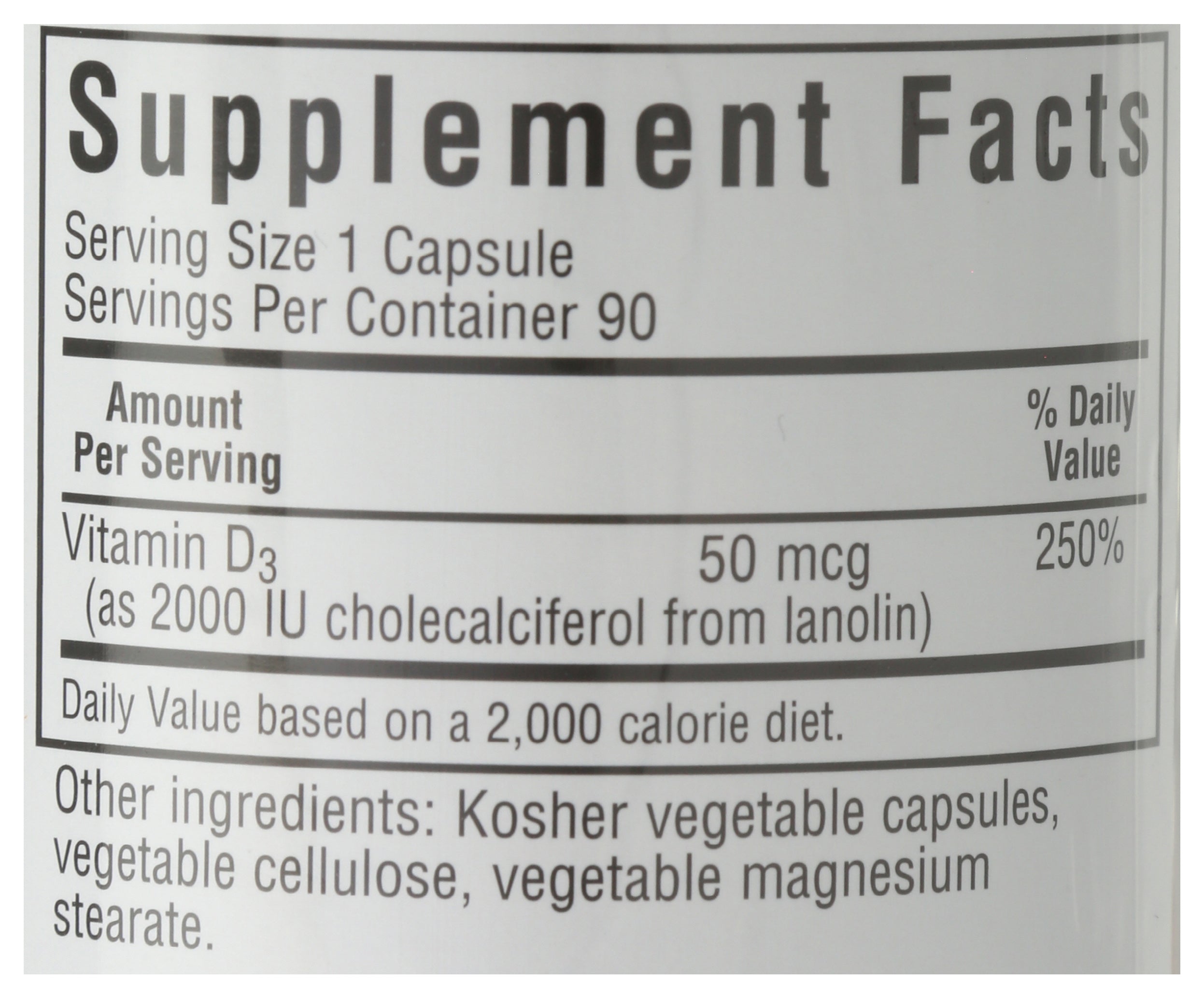 Vitamin D3 2000IU, 90 vcap — Natures Pick Market