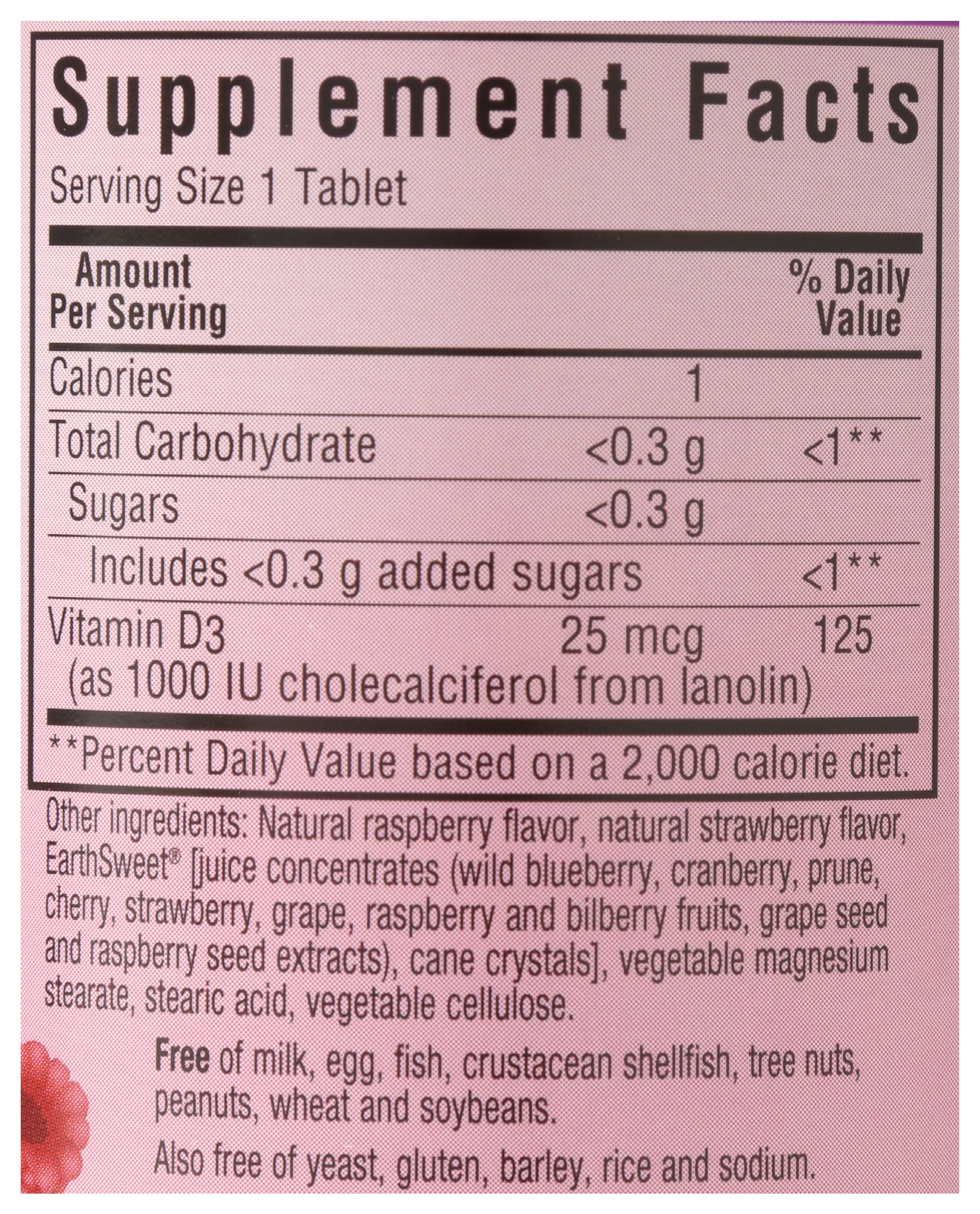Earth Sweet Chewable Vitamin D3 25mcg/1000 IU, 90 tab — Natures Pick Market