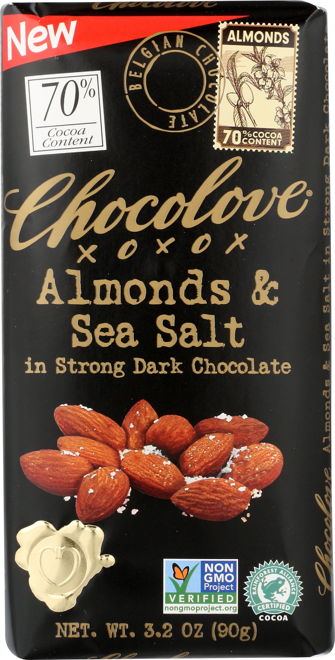Almond & Sea Salt Strong Dark Chocolate Bar 70% Cocoa, 3.2 oz — Natures ...