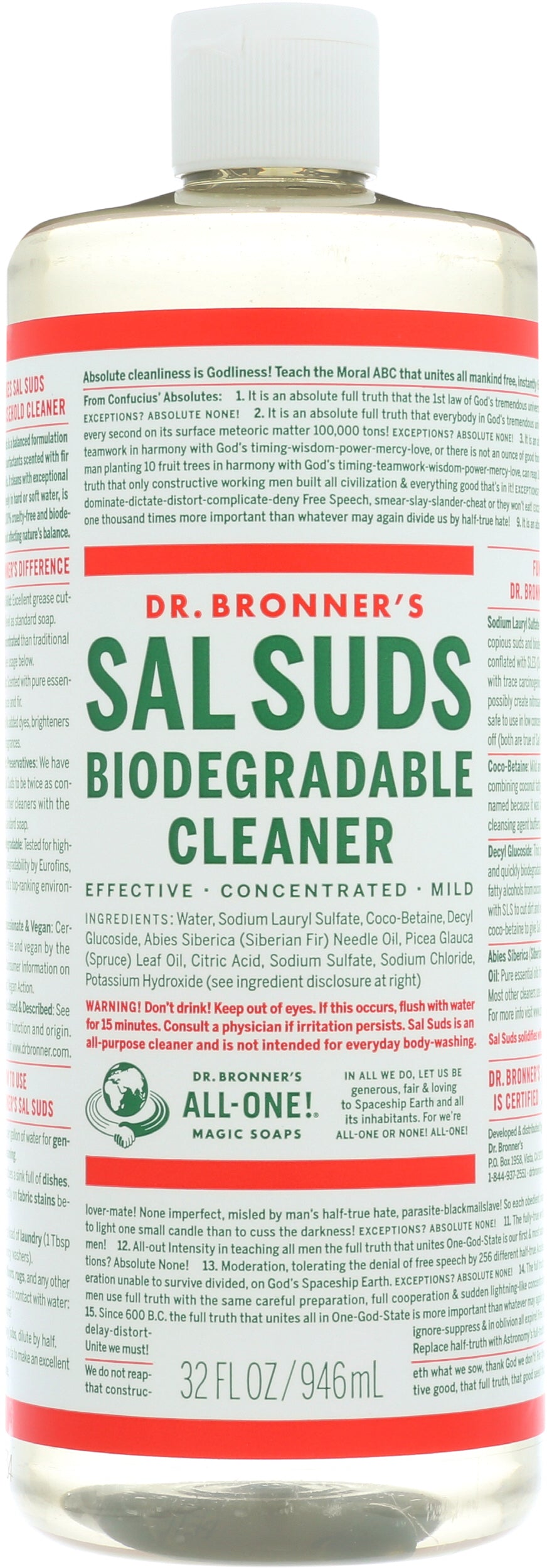 Sal Suds, Biodegradable Cleaner, 32 floz — Natures Pick Market